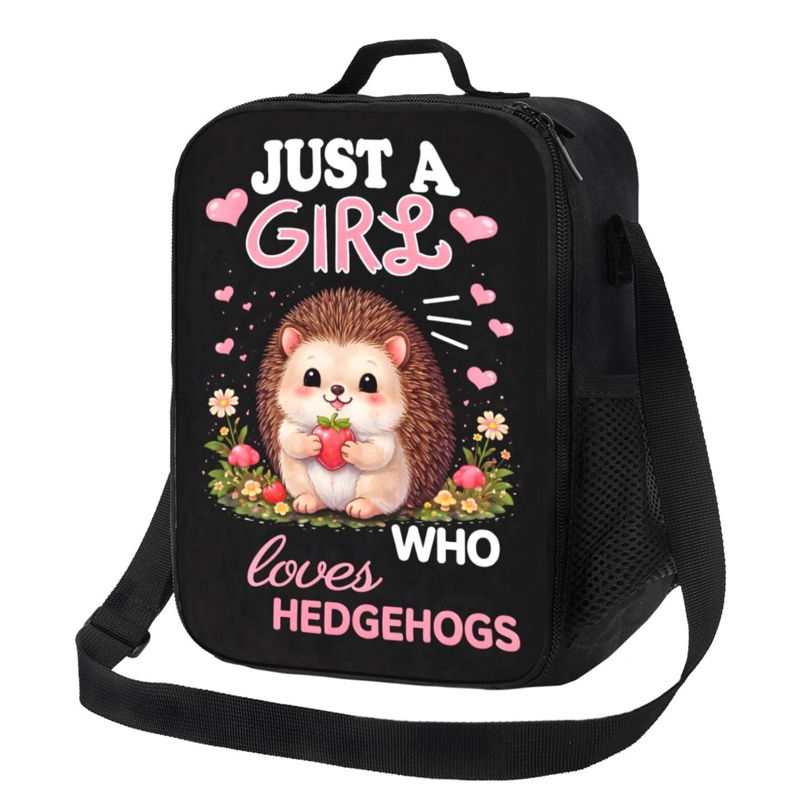 Cute Hedgehog Pattern Lunch Bag Insulated Thermal Box with Shoulder ...