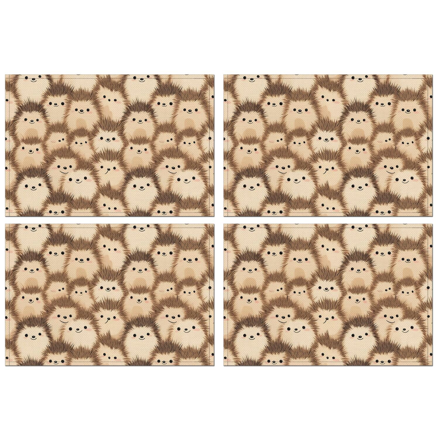 Cute Hedgehog Pattern Summer Placemats Table Placemats Set Of 4-Linen ...