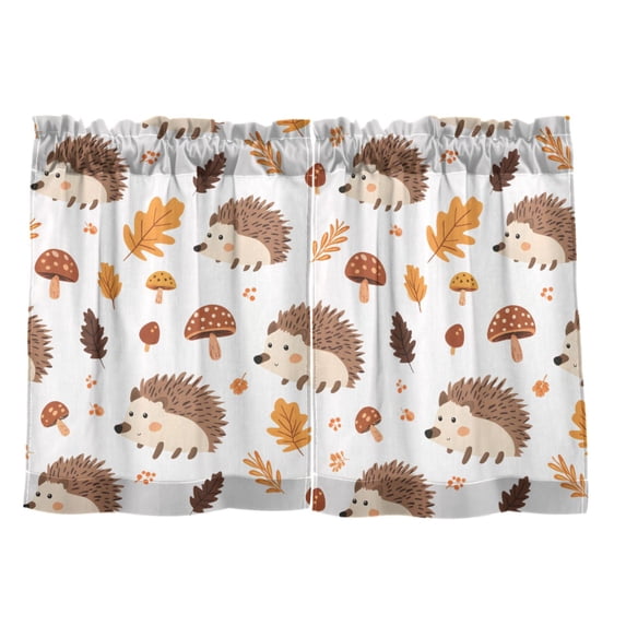 Cute Hedgehog Pattern Tier Curtain Set of 2 Kitchen Curtains 27x24 Inch ...