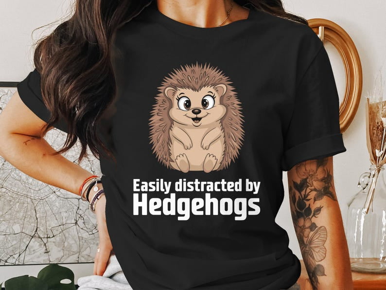 Cute Hedgehog T-Shirt for Animal Lovers, Funny Graphic Tee, Hedgehog ...