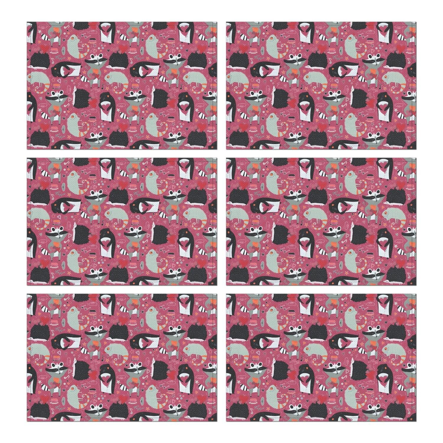 Cute Hedgehog and Animals Summer Placemats Table Placemats Set Of 6 ...