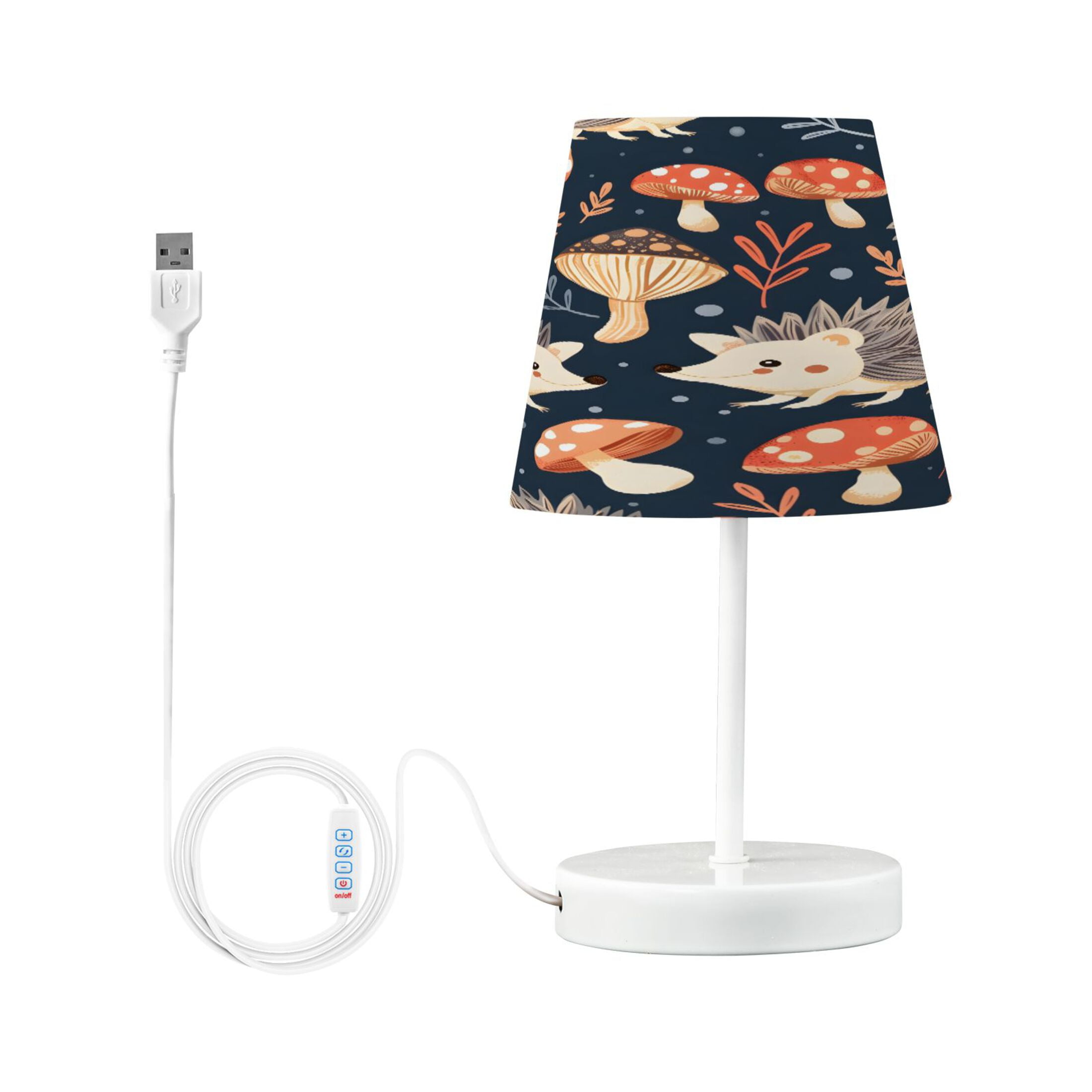 Cute Hedgehog and Mushroom Desk Lamp LED Table Nightstand Lamps with 3 ...