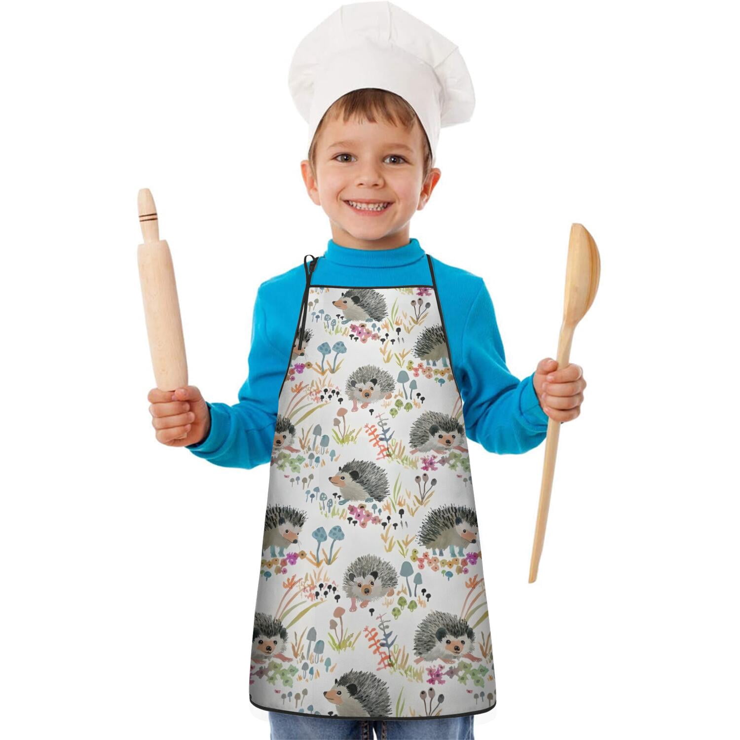 Cute Hedgehog and Mushroom Kids Aprons for Girls and Boys,Adjustable ...