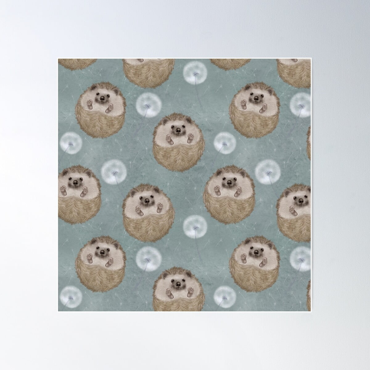 Cute Hedgehogs And Dandelions Watercolor Illustration. Finny Animals ...