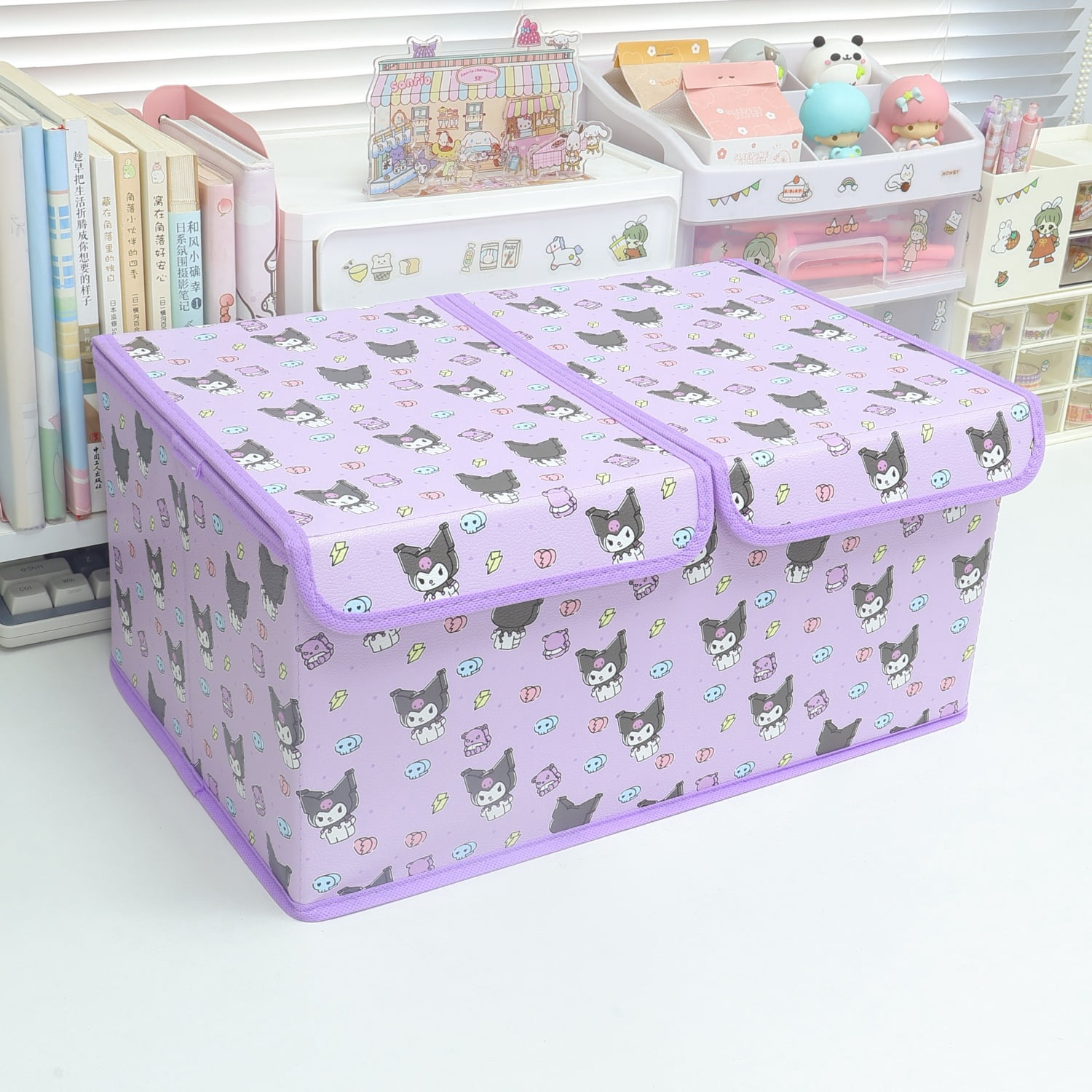Cute Hell-okitty Collapsible Storage Bin with Lid Decorative Organizing ...
