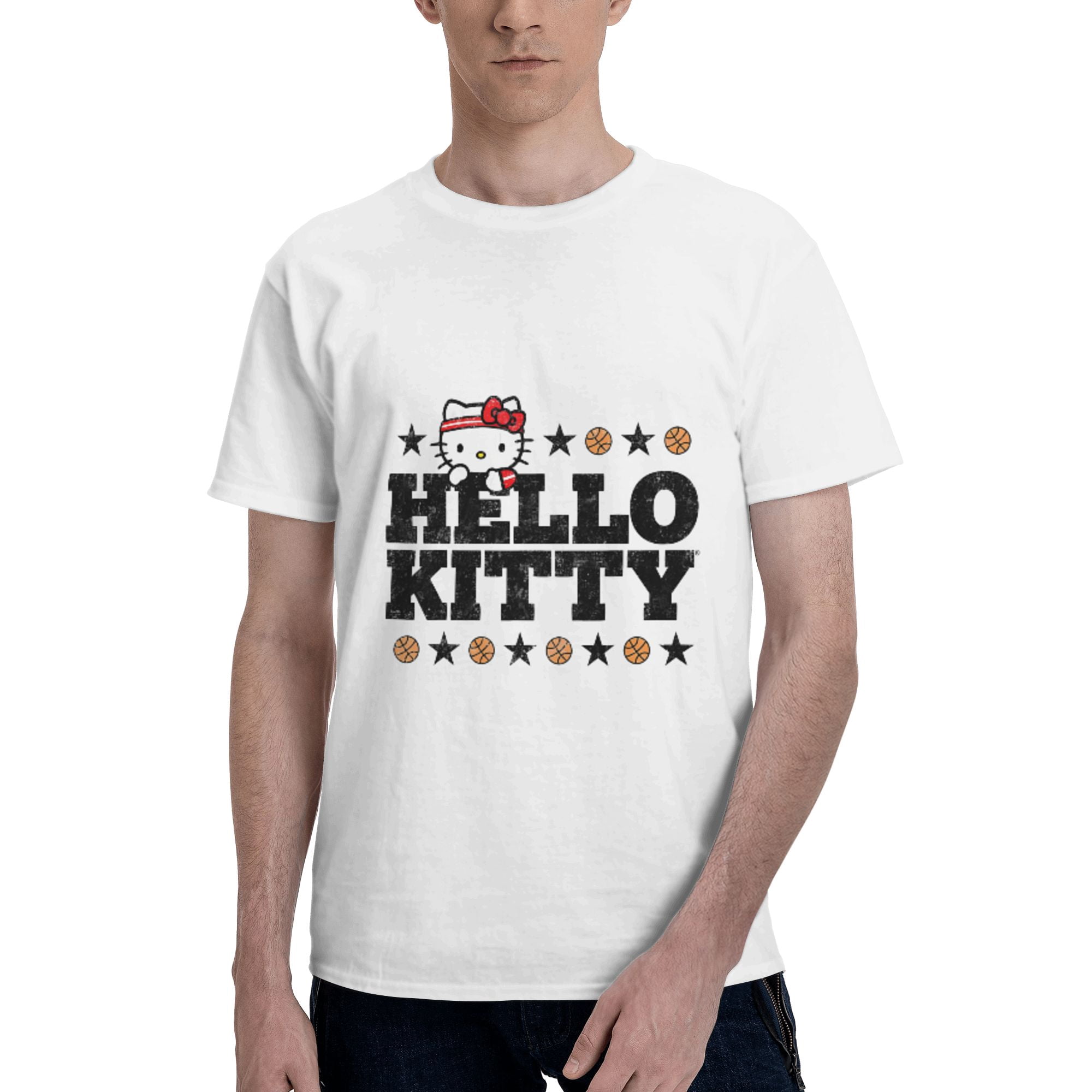 Cute Hello Cartoon Kitty(7) Shirts,Crew Neck,Short Sleeve,Graphic T ...