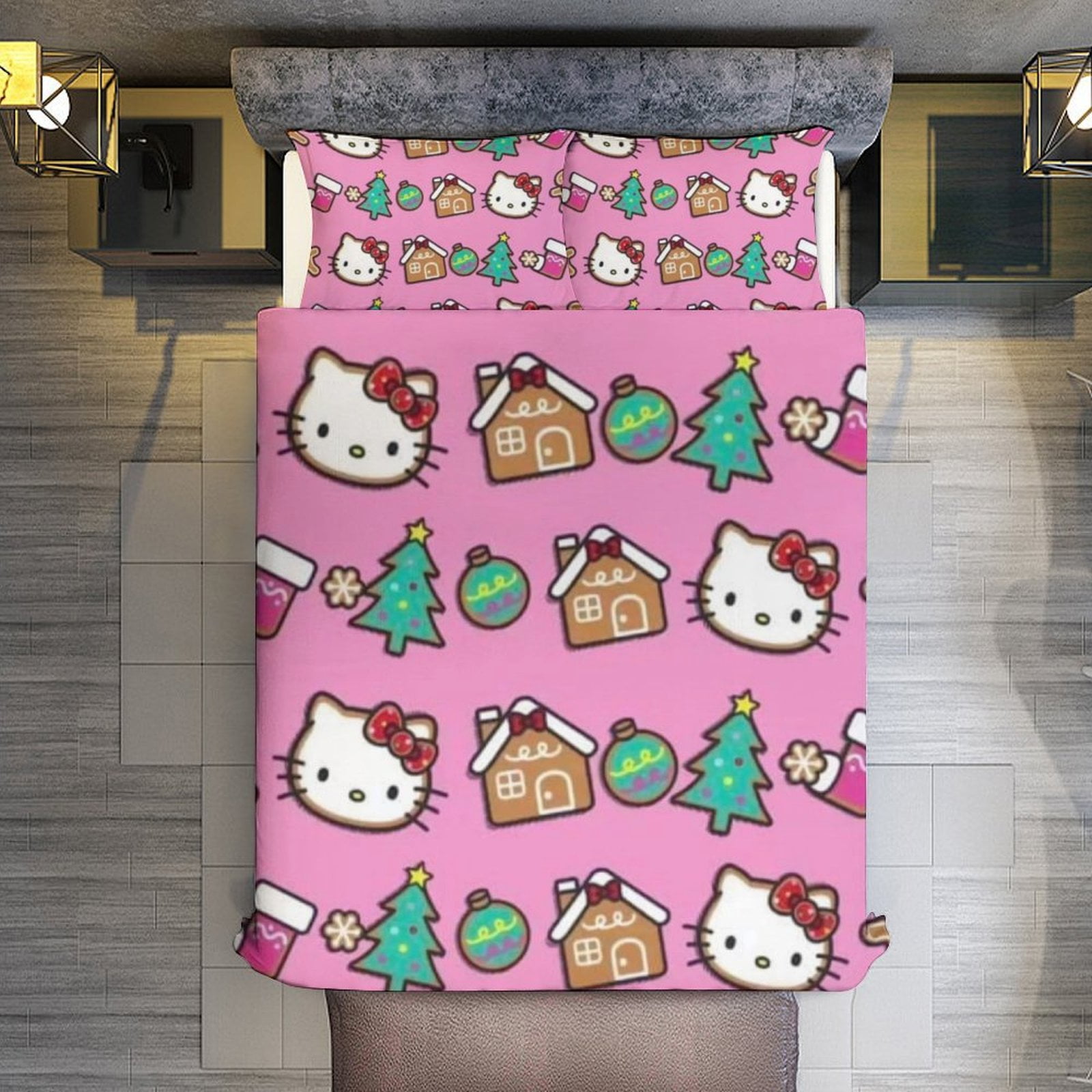 Cute Hello Kitty 3 Pieces Duvet Cover Set Full Size Super Soft Fade ...