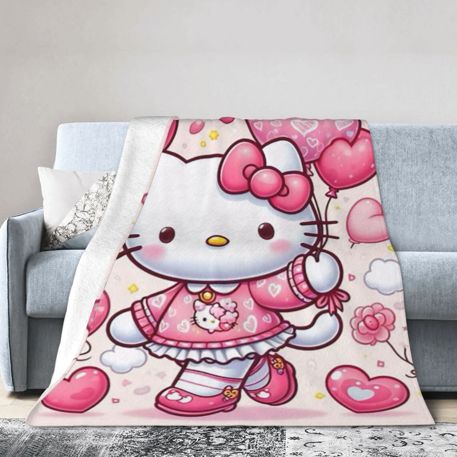 Cute Hello Kitty Blankets Gifts For Girls Boys Ultra Soft Lightweight ...