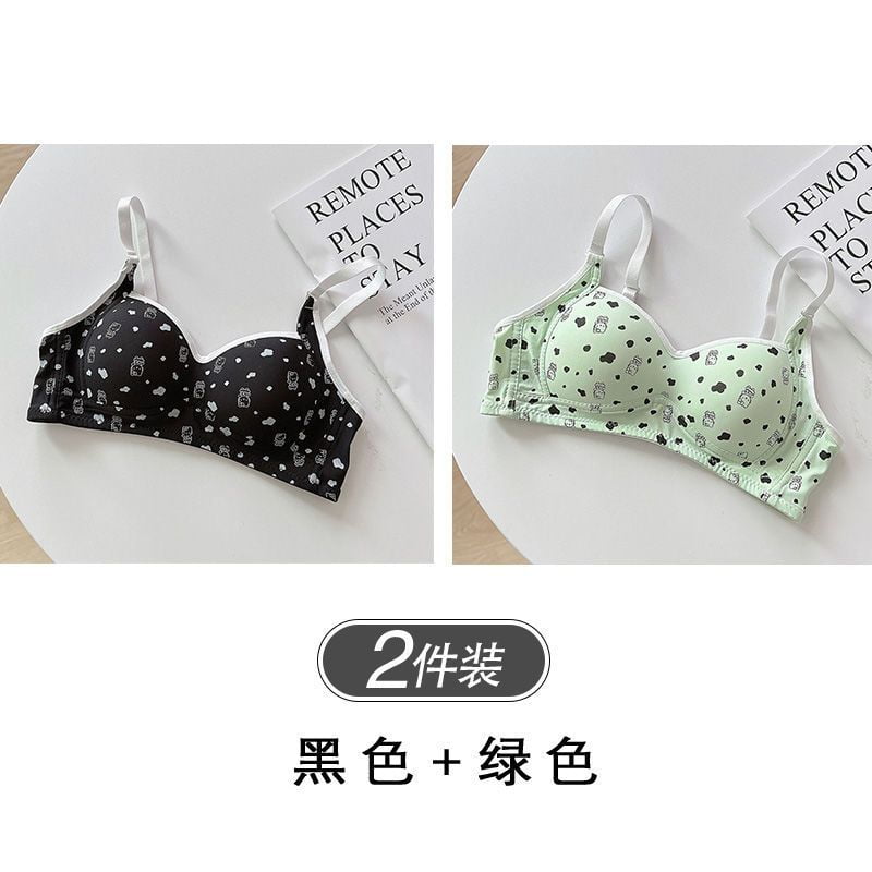 Cute Hello Kitty Cartoon Women Cow Lingerie Underwear Girl Bra Without ...