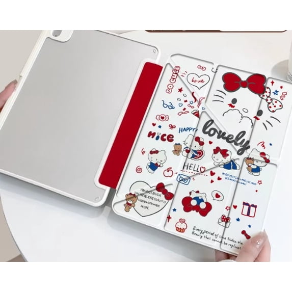 Cute Hello Kitty Case For iPad Acrylic Shockproof Tablet Stand Cover ...
