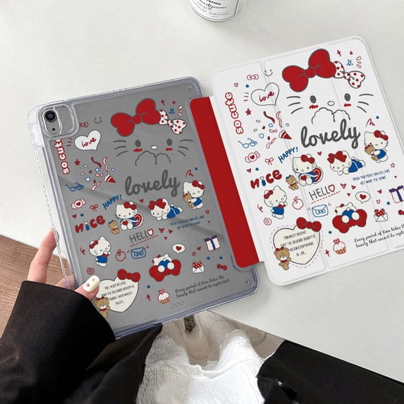Cute Hello Kitty Case For iPad Acrylic Shockproof Tablet Stand Cover ...