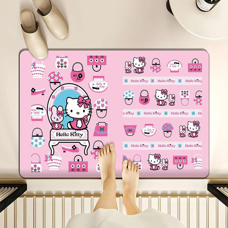 Cute Hello Kitty Diatomite Absorbent Mat - Non-Slip Bathroom Rug for ...