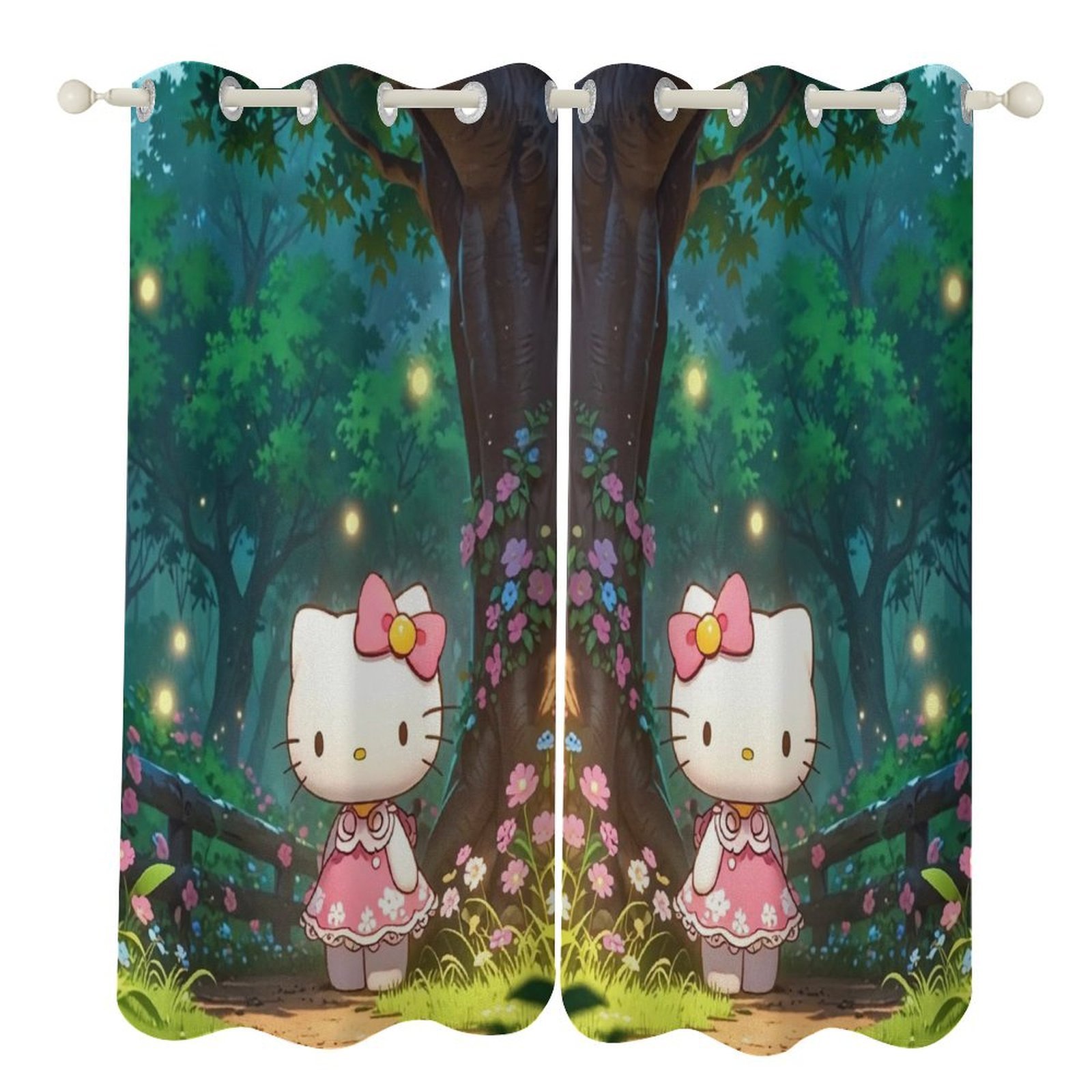 Cute Hello Kitty in Garden Blackout Curtains for Bedroom- Room ...