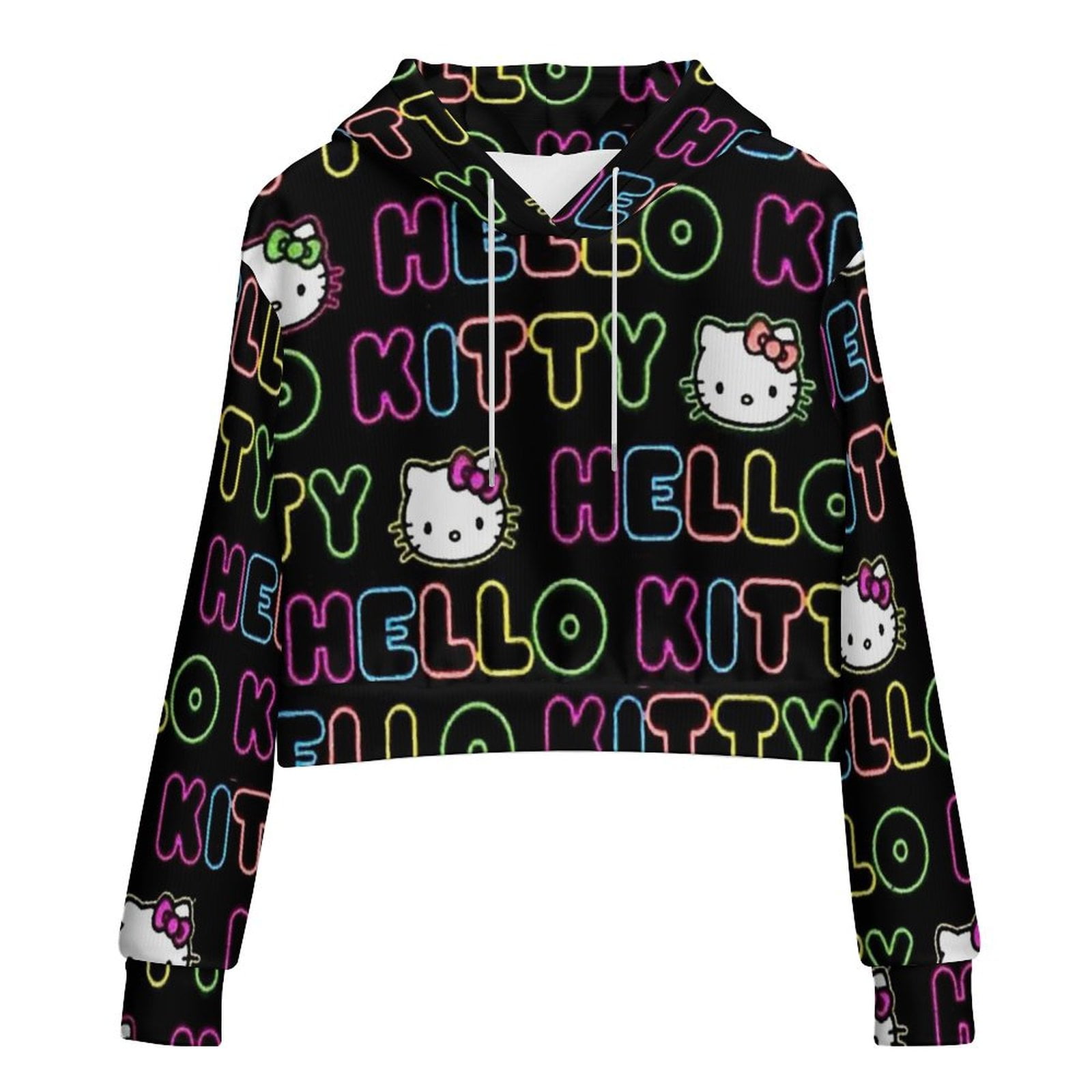 Cute Hello Kitty Hoodies Womens Pullover S Long Sleeve Cropped Hoodie ...
