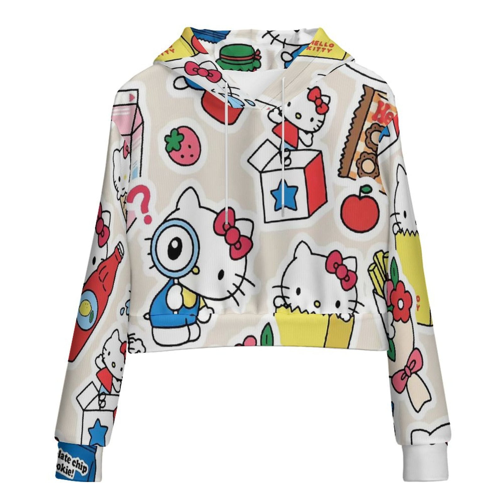 Cute Hello Kitty Hoodies Womens Pullover S Long Sleeve Cropped Hoodie ...