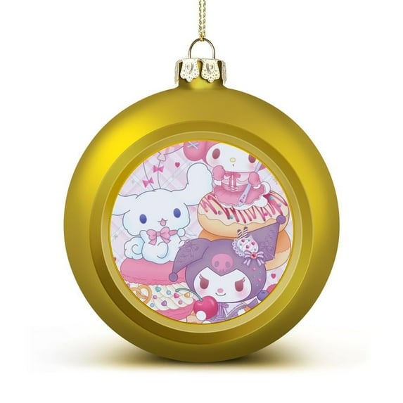 Cute Hello Kitty Kuromi My Melody Christmas Large Ball Ornaments for Tree Decorations, Glitter ...