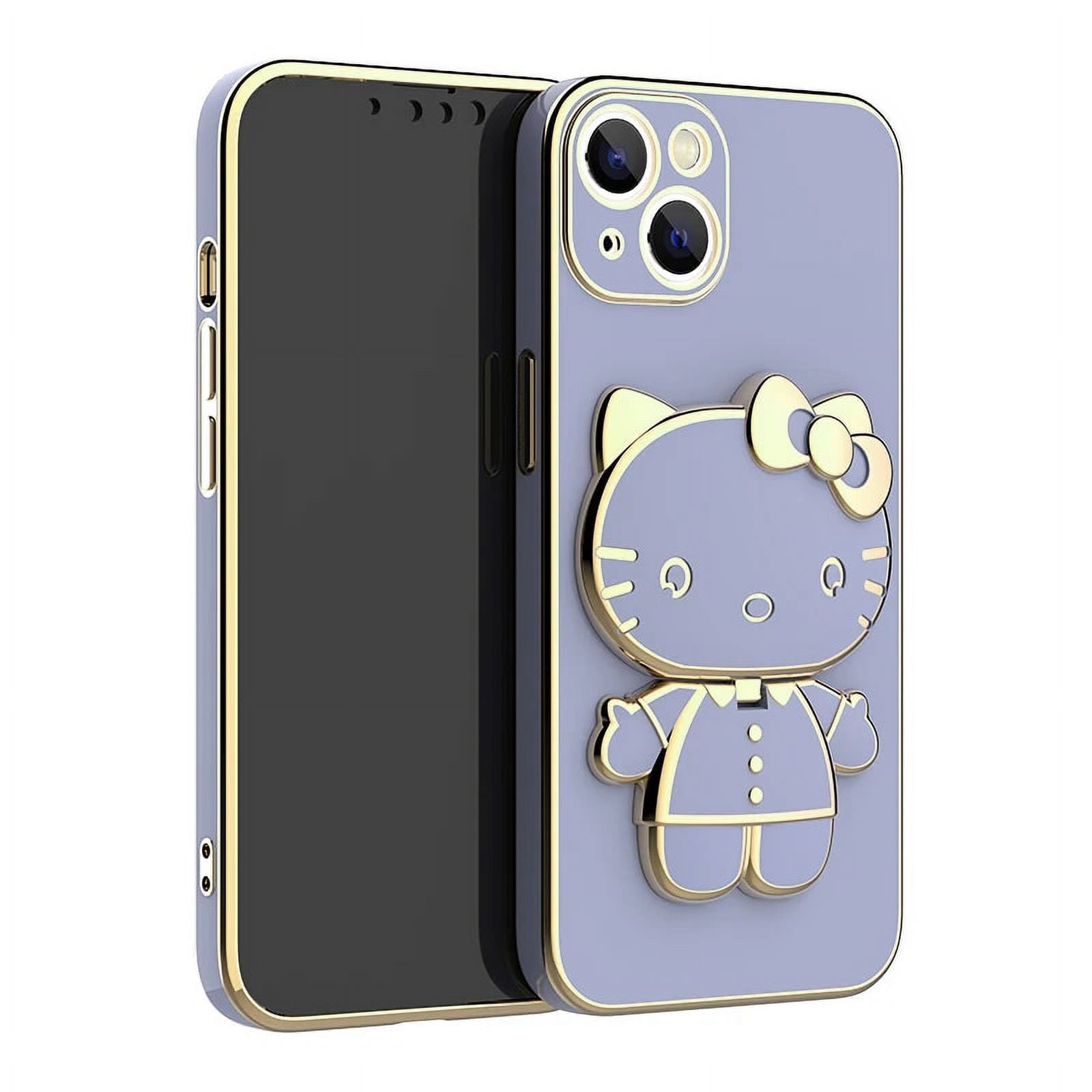 Cute Hello Kitty Mirror Bracket Holder Case For iPhone 15 11 12 13 14 ...