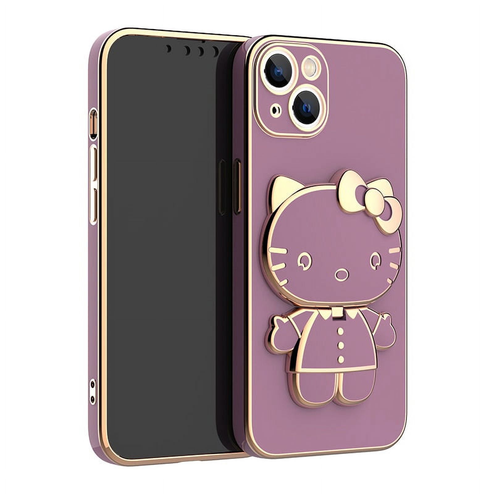 Cute Hello Kitty Mirror Bracket Holder Case For iPhone 15 11 12 13 14 Pro Max Mini XR XS X 8 7 6 ...