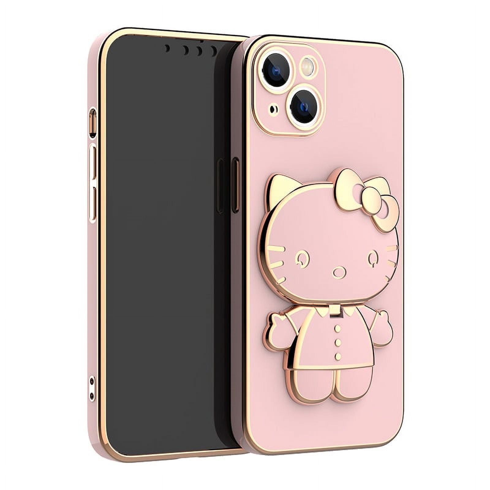 Cute Hello Kitty Mirror Bracket Holder Case For iPhone 15 11 12 13 14 ...