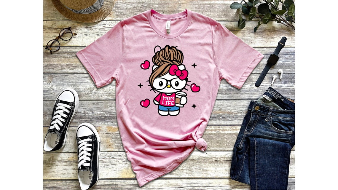Cute Hello Kitty Mom Life T-Shirt, Adorable Hello Kitty Mom Life Shirt ...