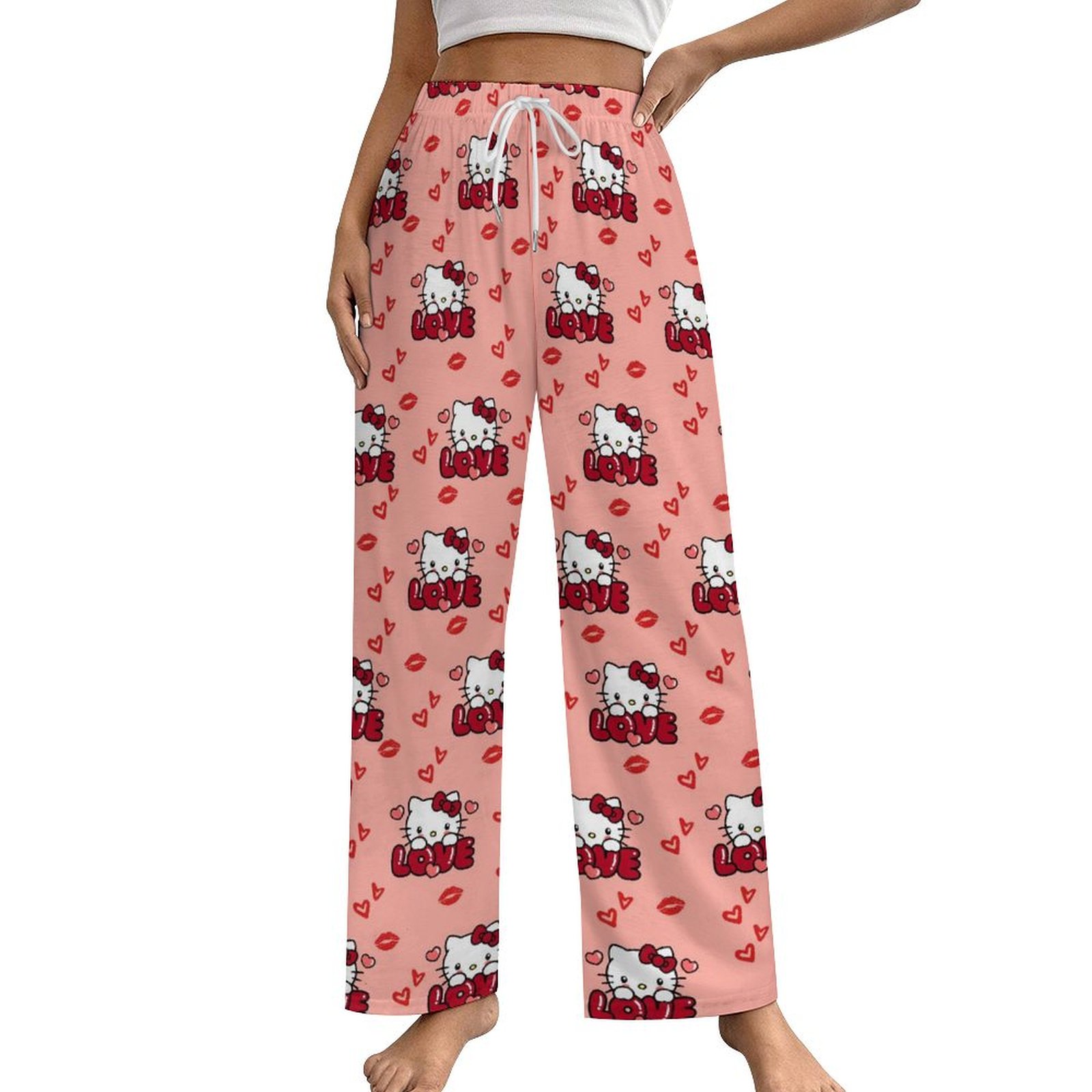 Cute Hello Kitty Pajama Pants Cartoon Cat Sleepwear Pants for Women ...
