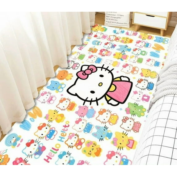 Cute Hello Kitty Pattern Carpet Room Decor Bedside Soft Rug Iiving Room ...