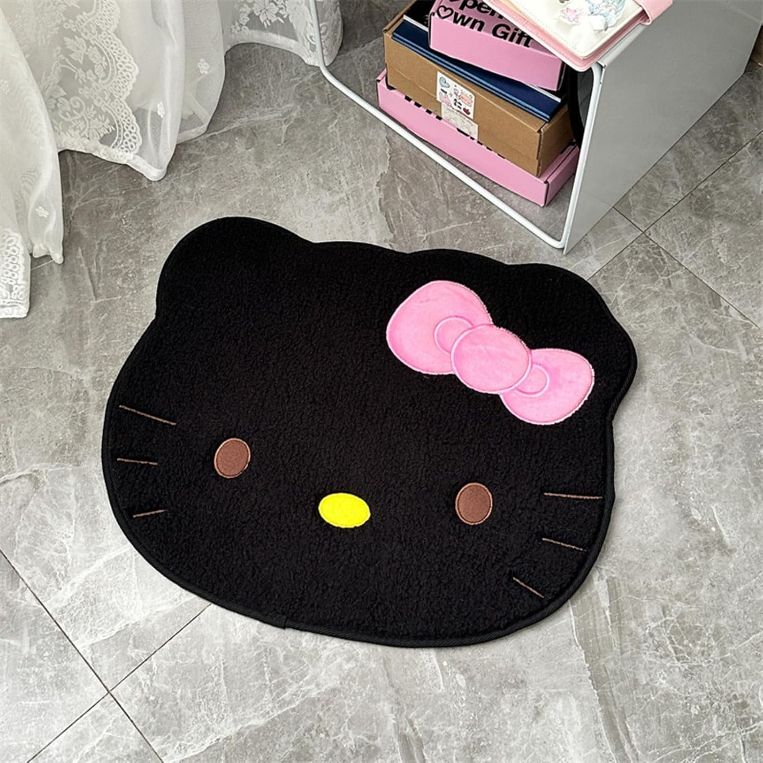 Cute Hello Kitty Rugs, Cat Face Cartoon Bedroom Bath Mat, Kawaii Anime ...