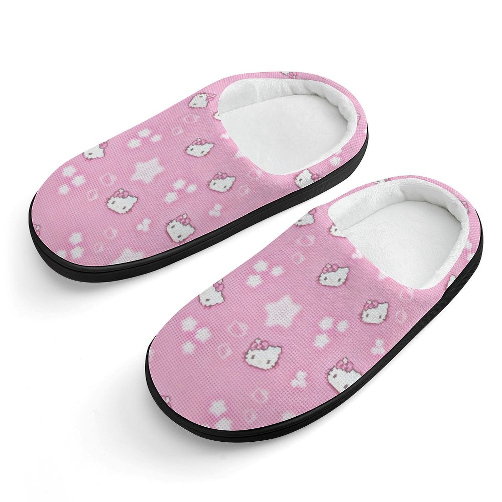 Cute Hello Kitty Slippers for Girls Soft Plush Flannel Kawaii Slip-On ...