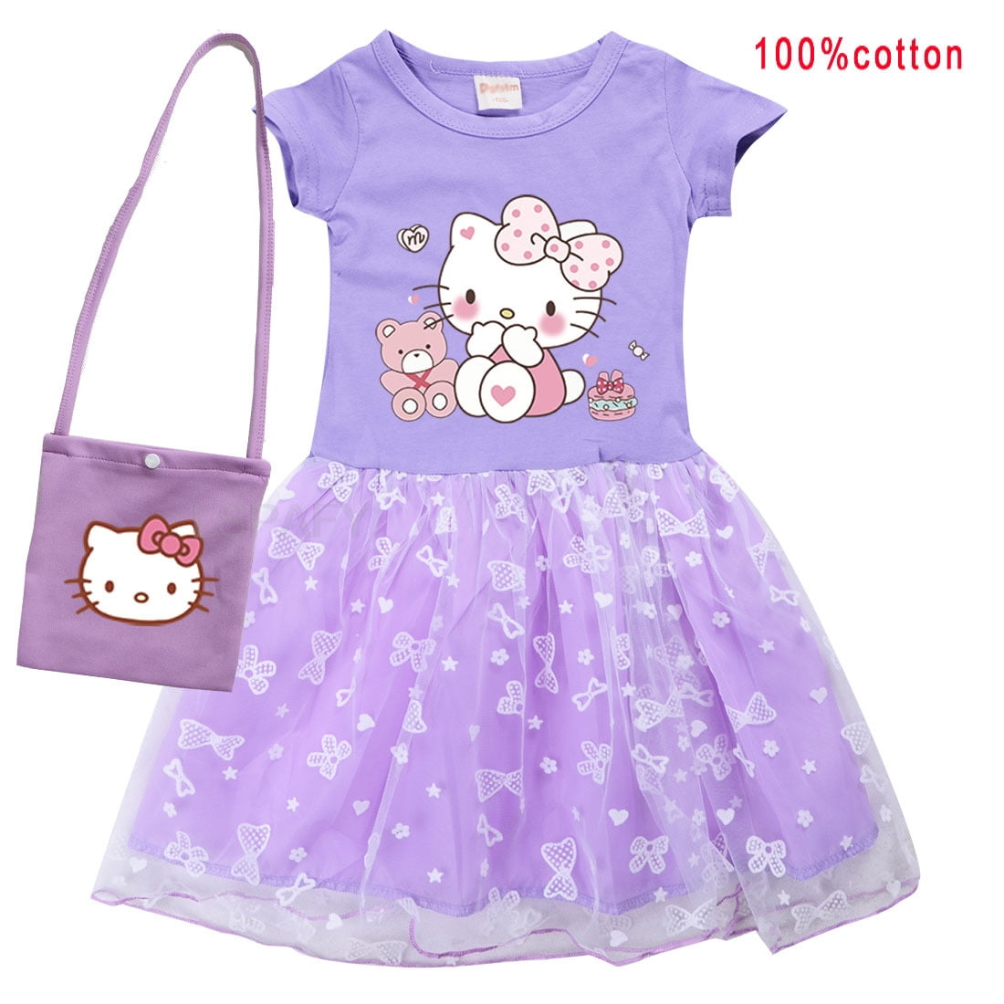 Cute Hello Kitty Toddler Children's Prom Mesh Dresses Summer Kids ...