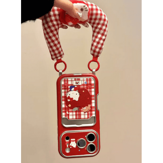 Cute Hello Kitty card holder phone case, suitable for iPhone 14 15 16 ...