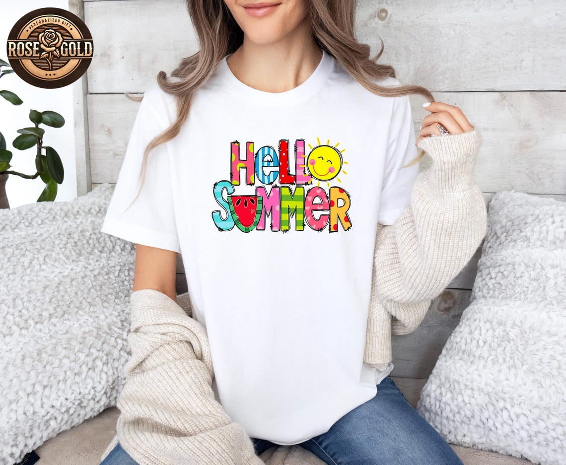 Cute Hello Summer Shirt, Summer Beach Shirt, Summer Lover Shirt, Cute ...