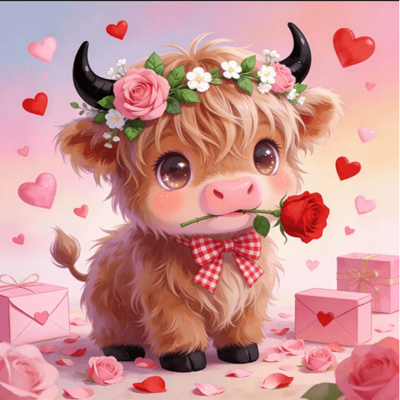 Cute Highland Cow Diamond Art Kits for Adults Beginners,5D DIY Full ...