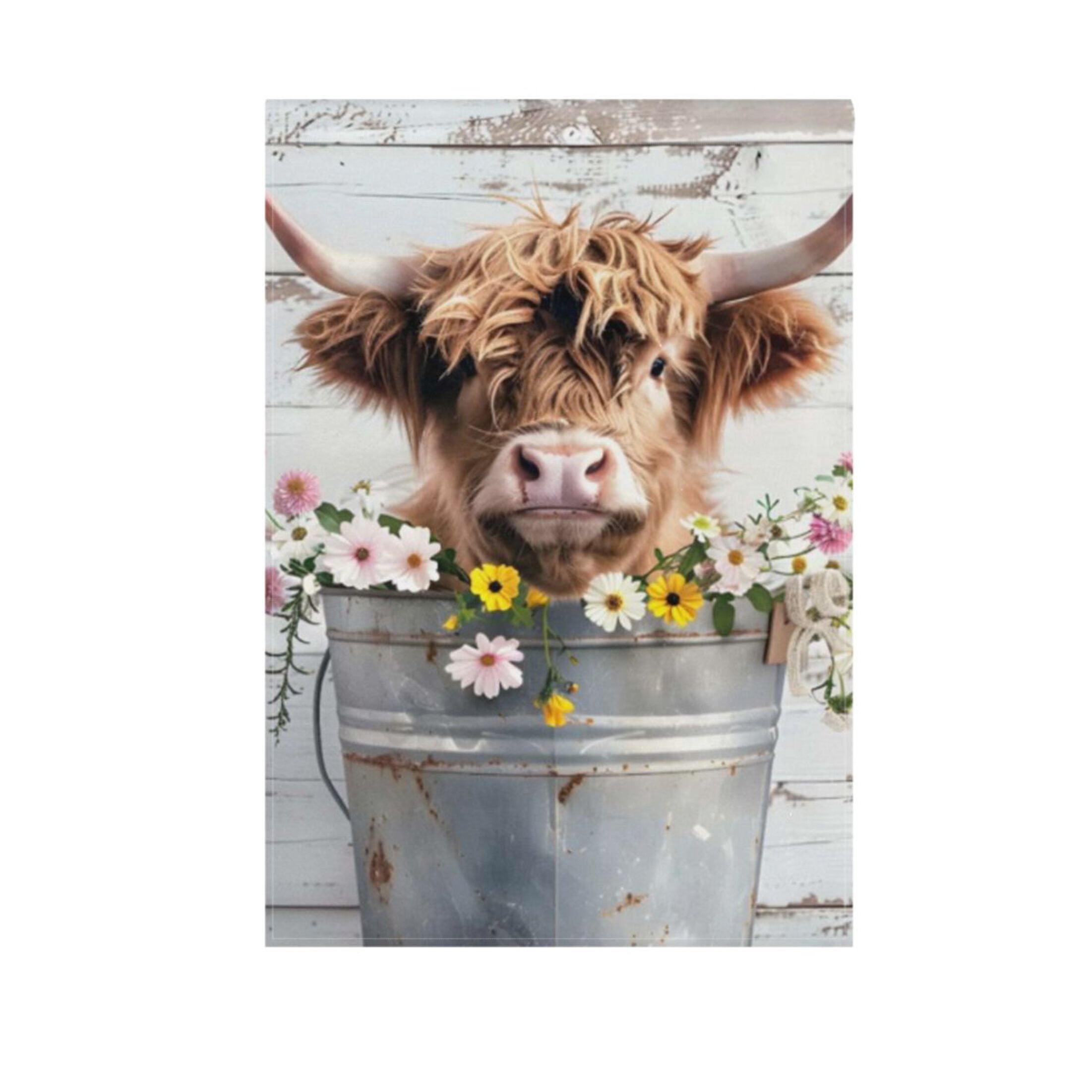 Cute Highland Cow Garden Flag Double Sided 12 x 18/28 x 40 Inch Yard ...