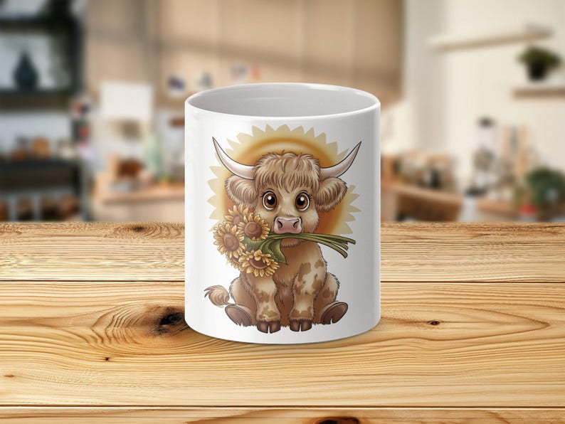 Cute Highland Cow Mug, Adorable Suower Cow Cup, KawaI1I Cow Lover Gift ...