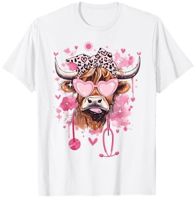 Cute Highland Cow Nurse T-Shirt for Farm Animal Lovers - Funny ...