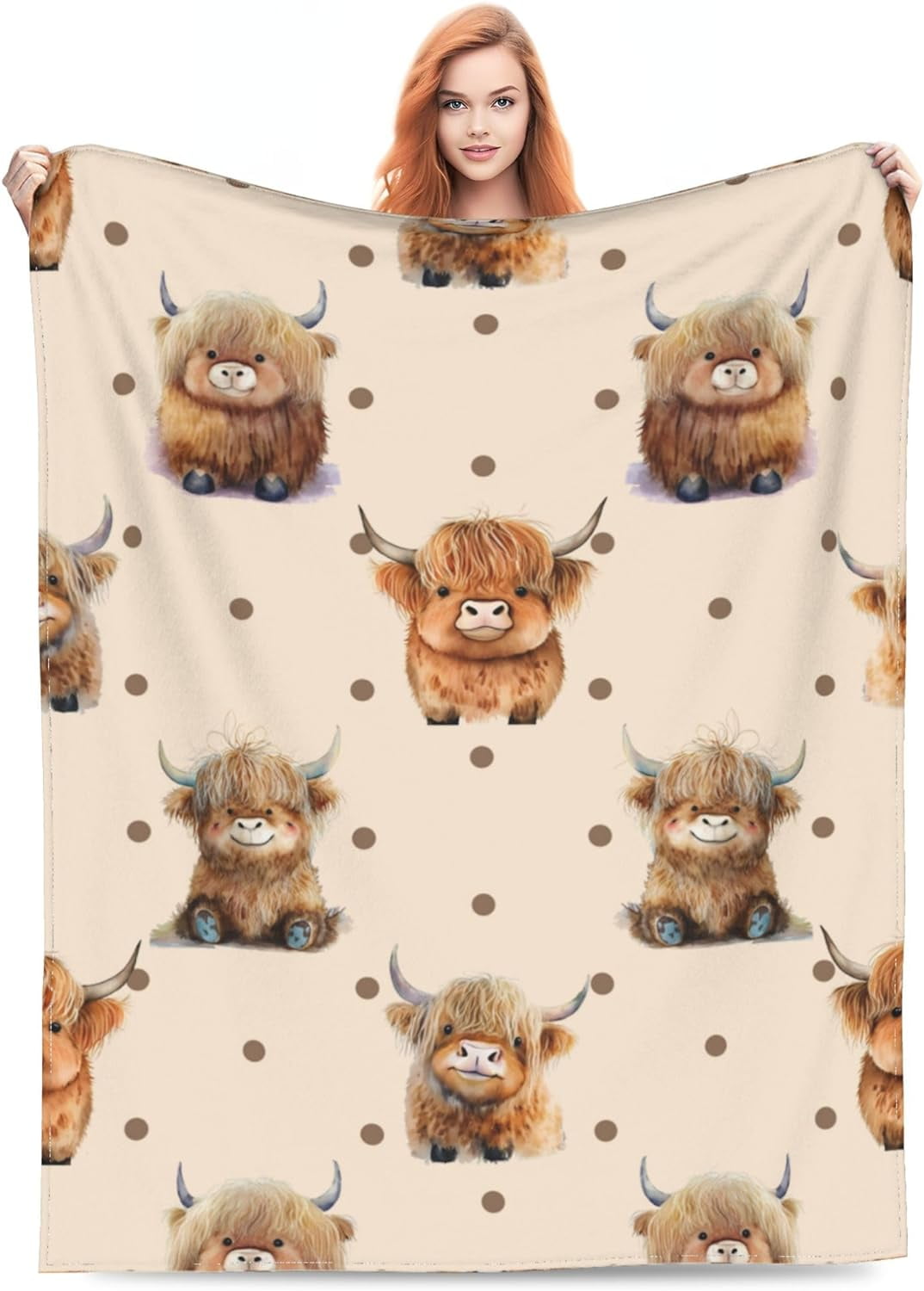 Cute Highland Cow Print Blanket Loves Cows Gifts for Adult & Kids for ...