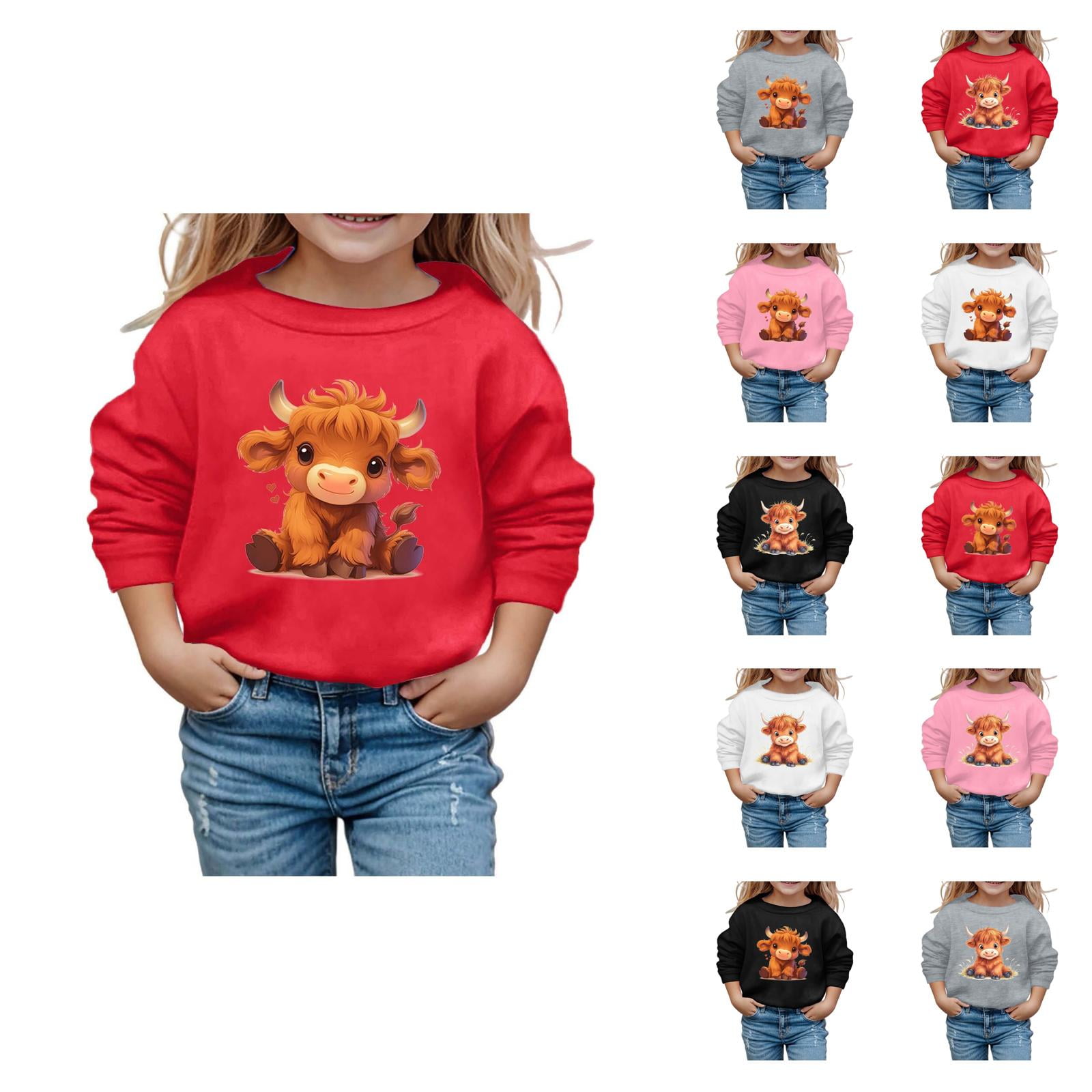 Cute Highland Cow Sweatshirts for Girl Crewneck Long Sleeve Christmas ...