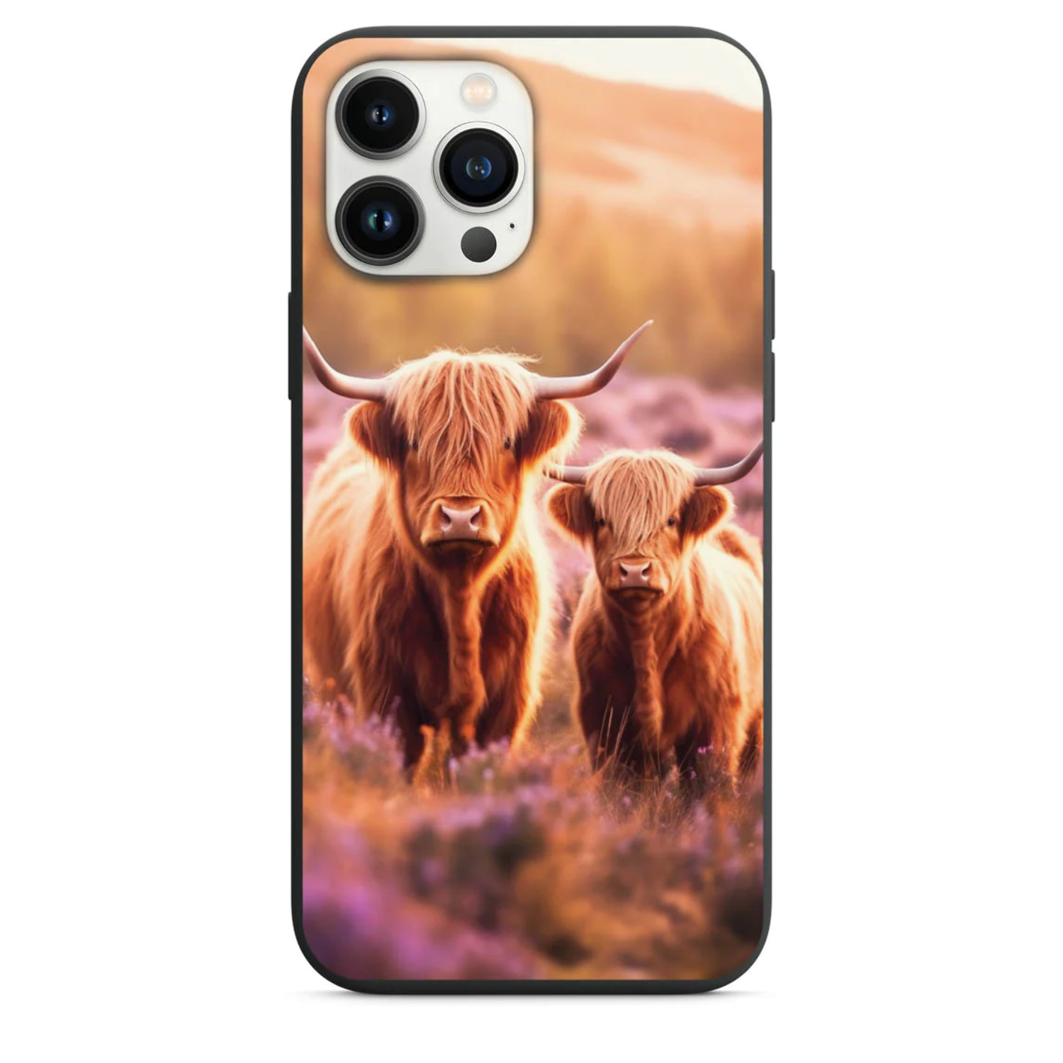 Cute Highland Cows on Hillside Phone Case for iPhone 7 8 X XS XR SE 11 ...