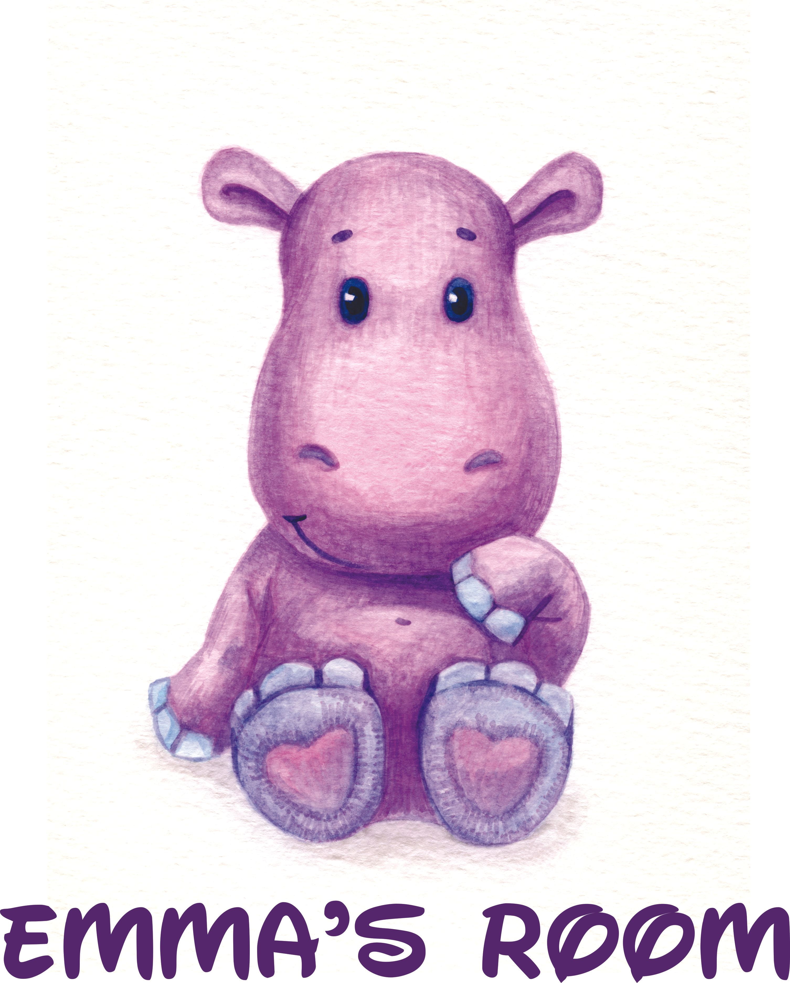 Cute Hippo Animal Customized Wall Decal - Custom Vinyl Wall Art ...