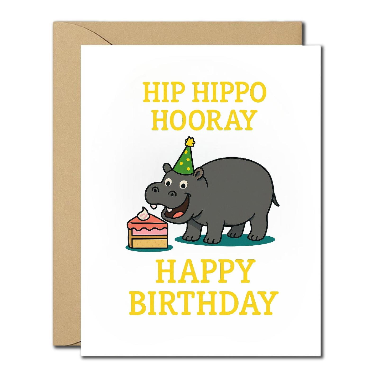 Cute Hippo Birthday Card - Hip Hippo Hooray Happy Birthday Humor Card ...