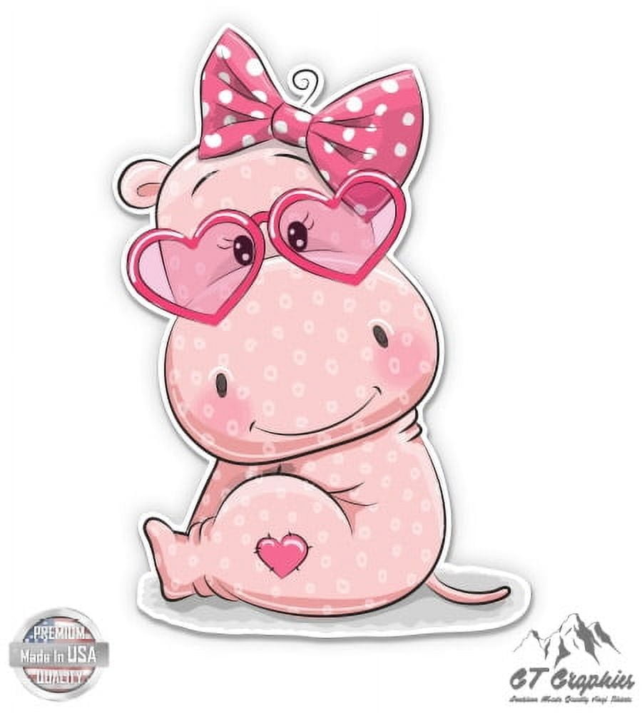Cute Hippo Girl - 5" Vinyl Sticker - For Car Laptop I-Pad - Waterproof ...