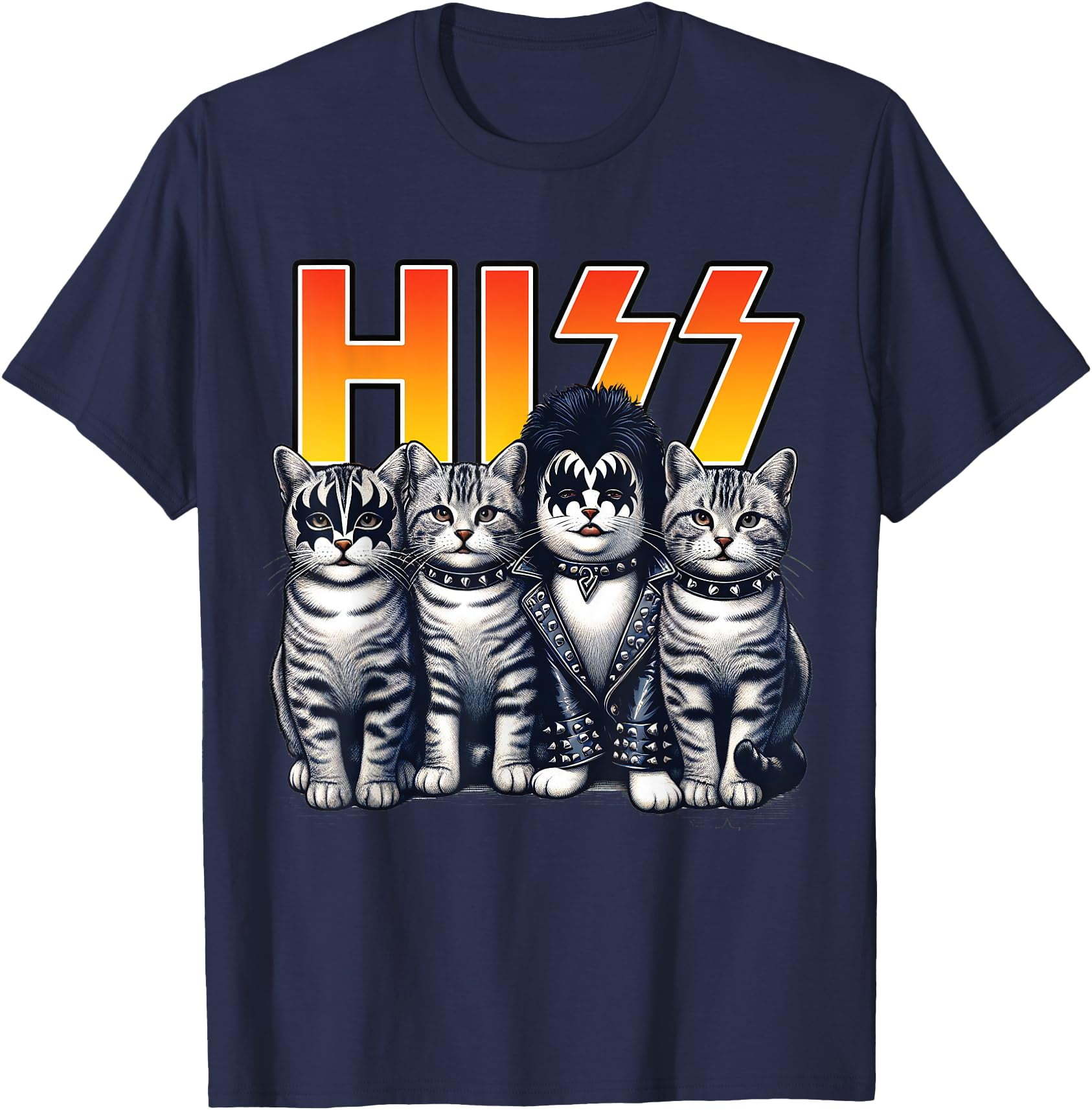 Cute Hiss Cats Rock Kittens Kitty Rocking Music Cat Lovers Unisex T-Shirt for Men Women Kids ...