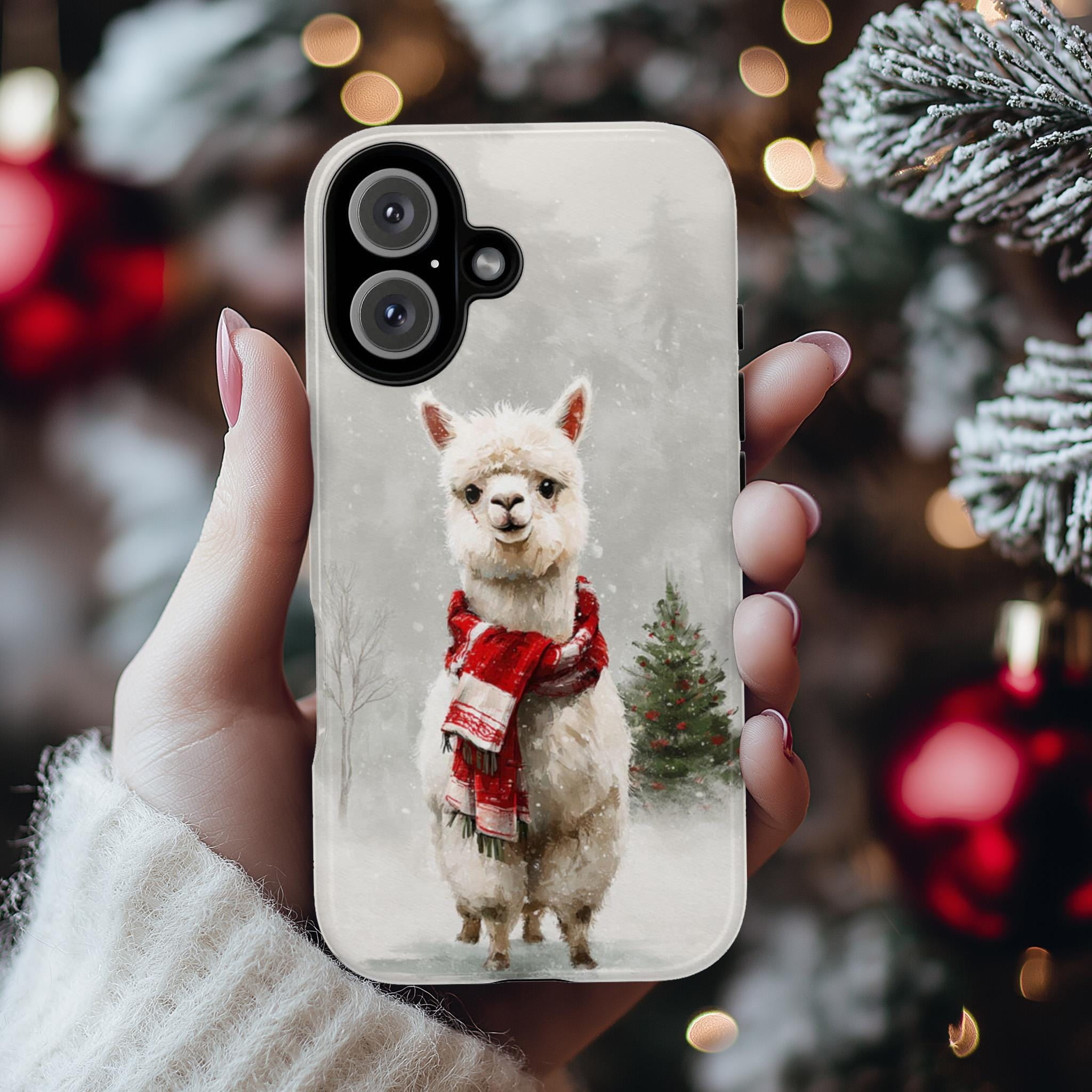 Cute Holiday Alpaca Phone Case Winter Llama Look iPhone 17 16 15 14 13 ...