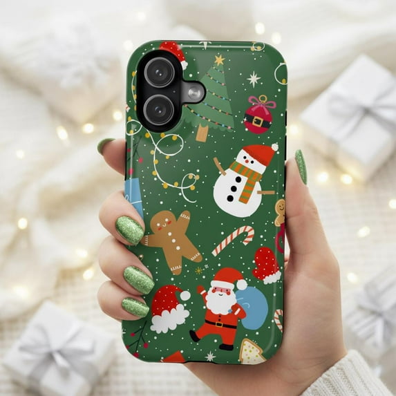 Cute Holiday Doodle Phone Case Pastel Icons with iPhone 17 through 11 ...