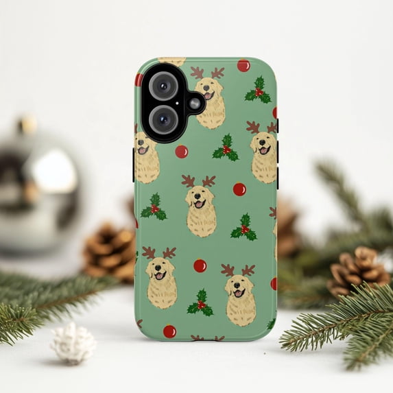 Cute Holiday Puppy Hand Drawn Art Phone Case with iPhone 17 to 11 Pro ...