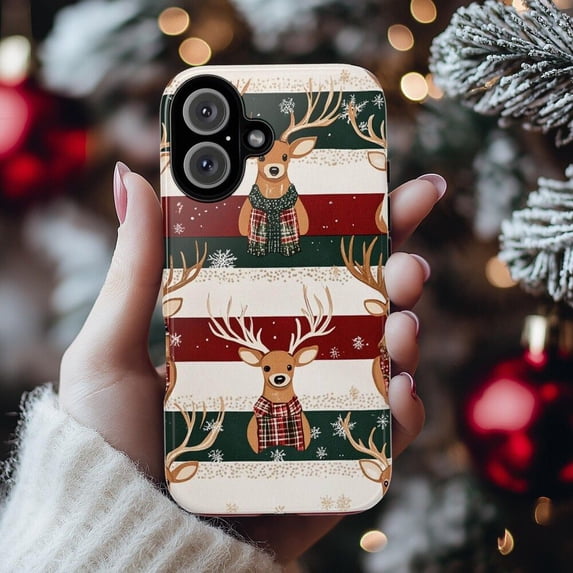 Cute Holiday Rudolph Reindeer Winter Phone Case with iPhone 17 to 11 ...