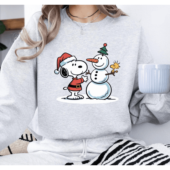 Cute Holiday Snoopy and Snowman Sweatshirt, Cozy Christmas Crewneck ...
