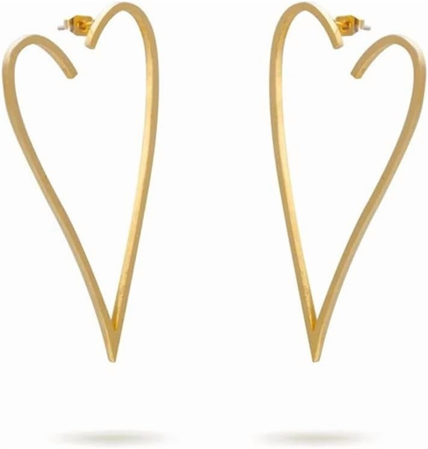 Cute Hollow Out Big Heart Stud Earrings For Women Sensitive Ear 18k ...