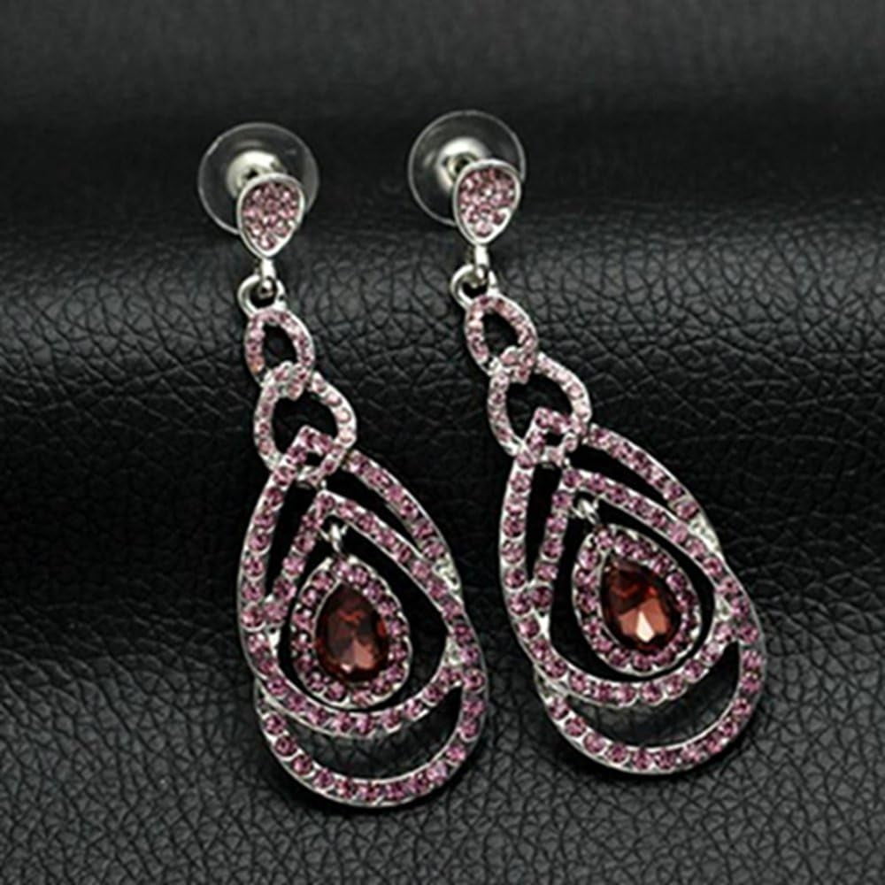 Cute Hollow Crystal Rhinestone Tear Op 8-Shaped Long Dangle Earrings ...