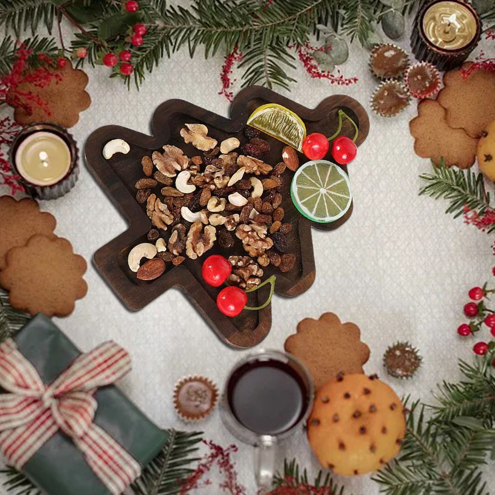 Cute Home Made Wooden Christmas Fruit Dinner Platter, 12 In Charcuterie ...